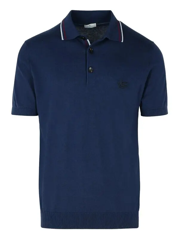 Etro Navy Cotton Polo Shirt - Blue