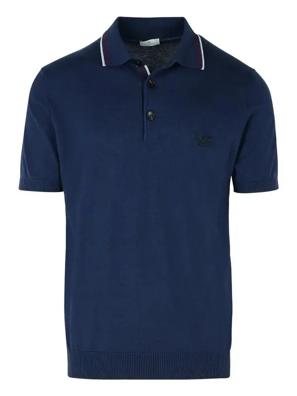 Etro Navy Cotton Polo Shirt - Blue