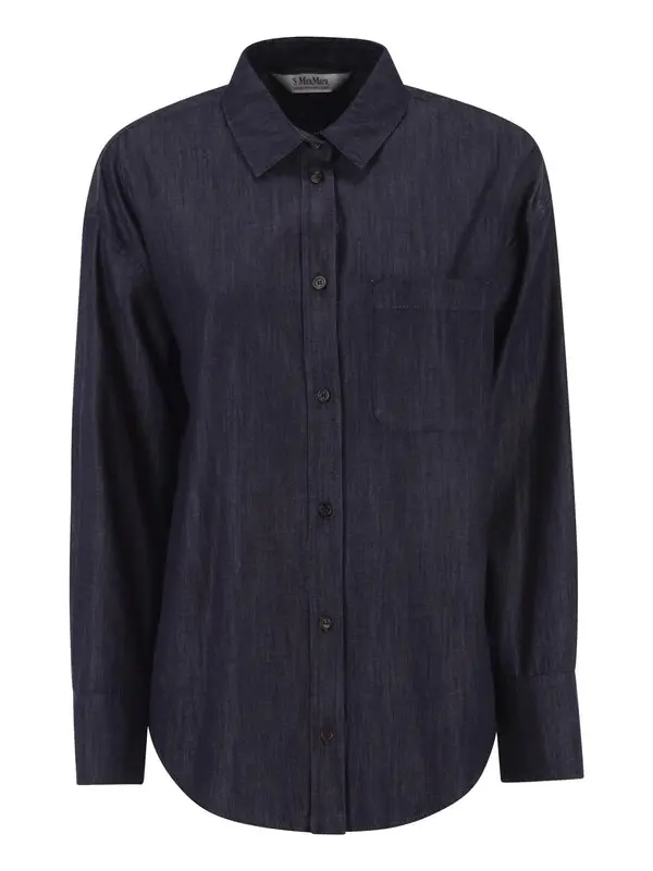 Max Mara Lightweight Denim Shirt With Jewelled Detail - Multicolor