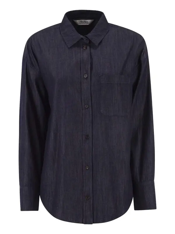Max Mara Lightweight Denim Shirt With Jewelled Detail - Multicolor