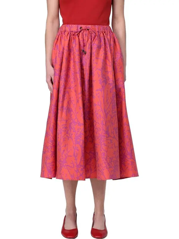 Max Mara Coral Printed Skirt - Red