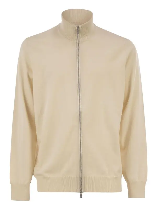 Brunello Cucinelli Cashmere Zip Up Cardigan - White
