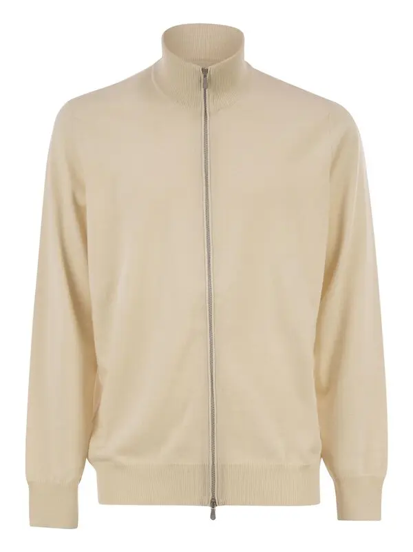 Brunello Cucinelli Cashmere Zip Up Cardigan - White