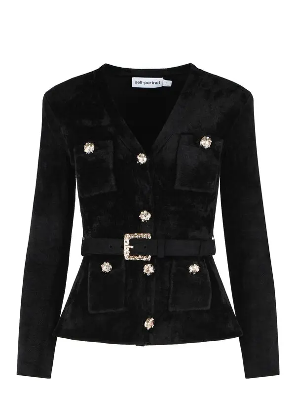 SELF-PORTRAIT Chenille Top - Black