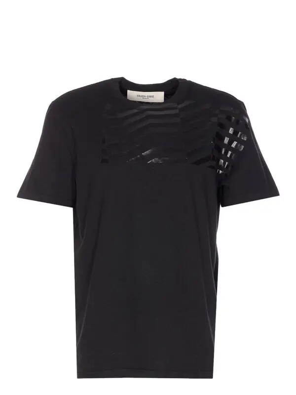 GOLDEN GOOSE Flag Print Journey Regular T-shirt - Black