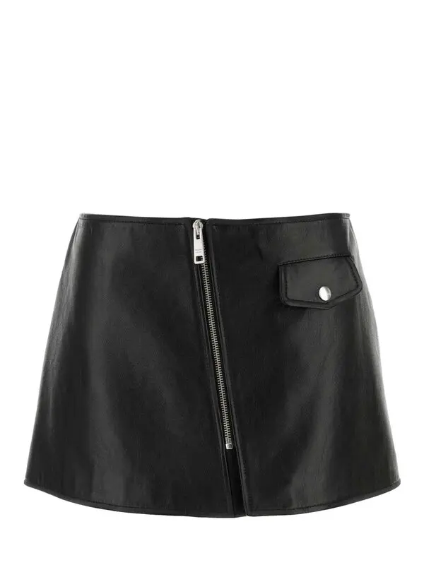 Prada Leather Mini Skirt - Black