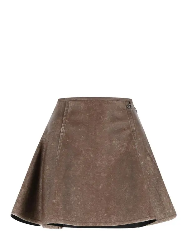 DIESEL® Erina' Faux Leather Miniskirt - Brown