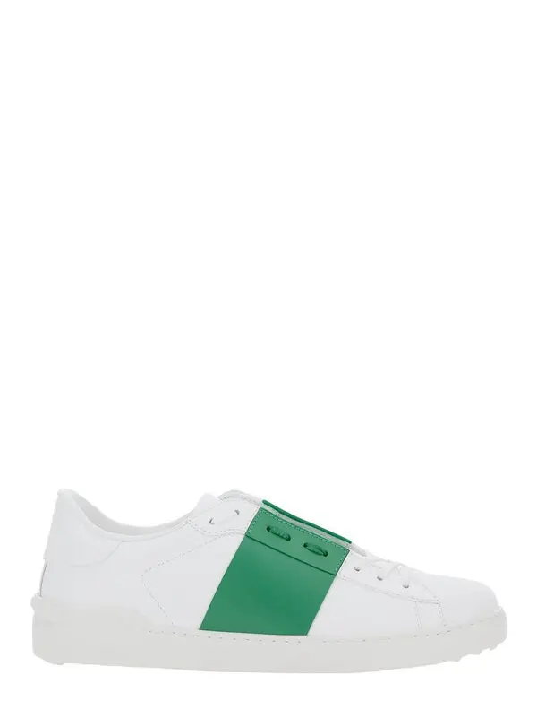 Valentino Garavani Open' Sneakers With Contrast Detail In Leather - White