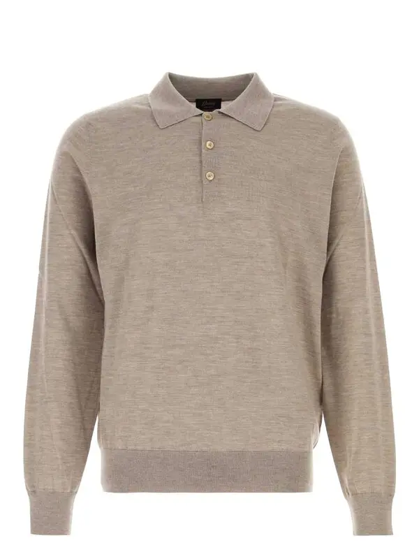 Brioni Dove Grey Cashmere Blend Polo Shirt - Gray