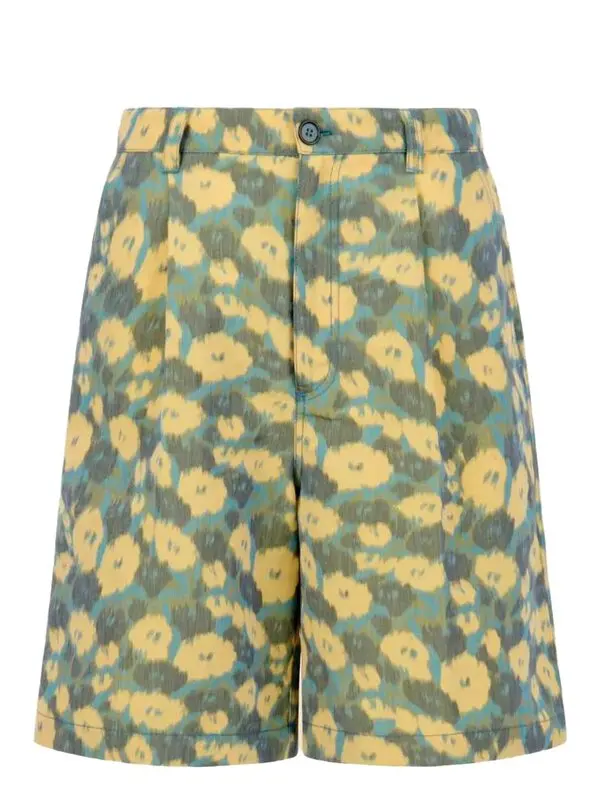 Marni Floral Pleated Shorts - Green