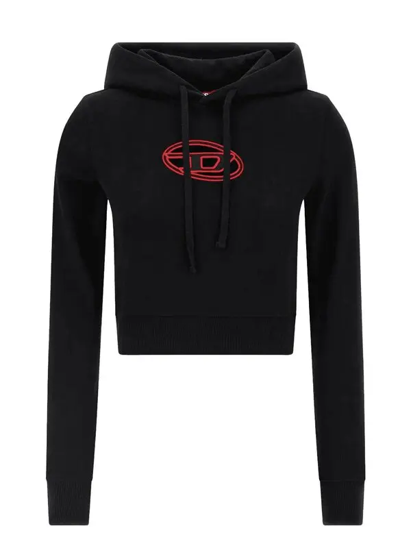 DIESEL® F-slimmy Embroidered Crop Sweatshirt - Black