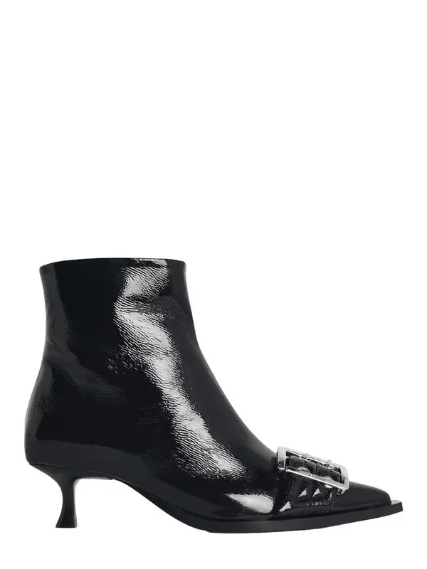 GANNI Naplack Buckle Eco Leather Ankle Boots - Black