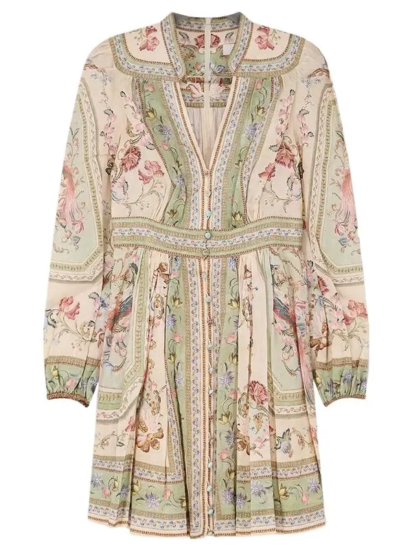 Zimmermann Roselight Tapestry Print Linen Dress - Multicolor