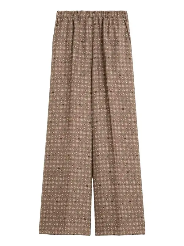 Max Mara Printed Silk Pants Mud - Brown