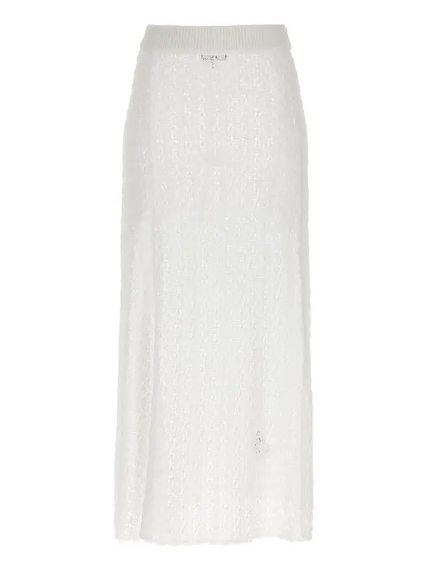 GANNI Shiny Pointelle Knit' Skirt - White