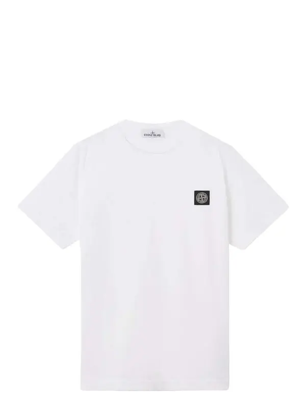Stone Island Cotton T-shirt With Front Logo Patch - White