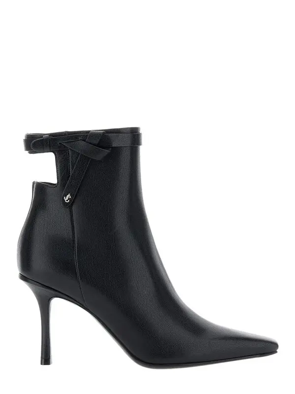 JIMMY CHOO Camie' Black Ankle Boots With Knot Detail In Leather - Multicolor