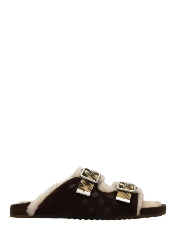 Burberry Shearling-lined Suede Urchin Sandals - Brown