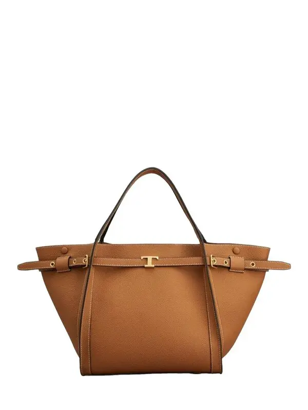 TOD'S T Signature Small Shopping Bag In Leather - Brown