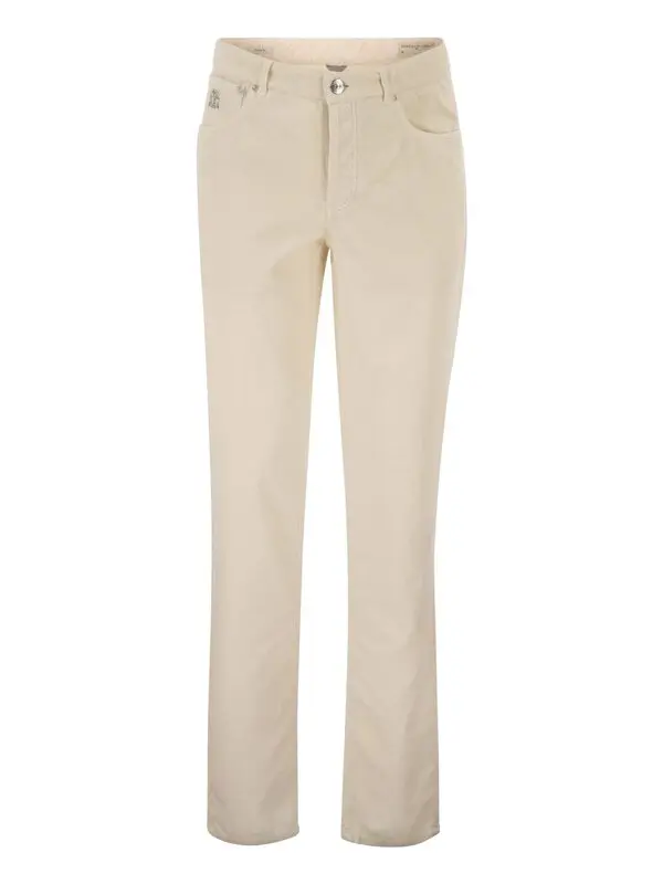 Brunello Cucinelli Cotton Corduroy Five-pocket Trousers - White