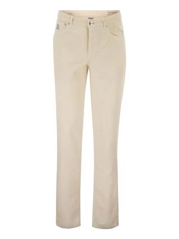 Brunello Cucinelli Cotton Corduroy Trousers - White