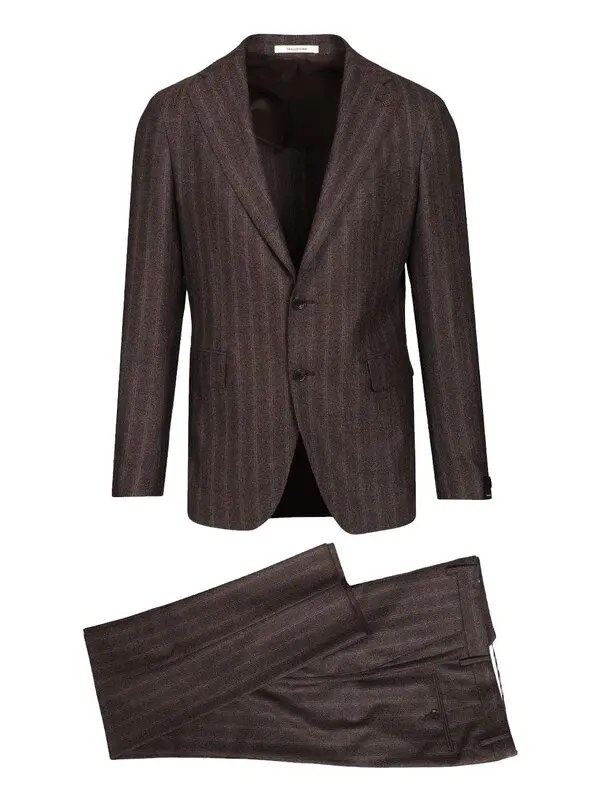 Tagliatore Single-breasted Suit In Super 110s Wool - Brown