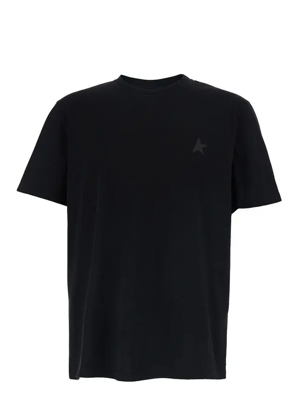 GOLDEN GOOSE Crew Neck T-shirt With Star Detail On The Front In Cotton For - Black