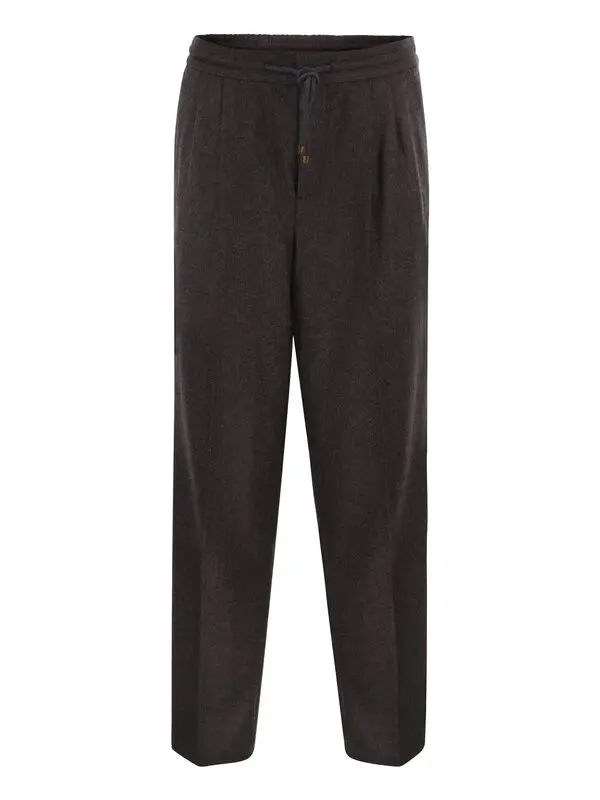 Brunello Cucinelli Tailored Jogger Trousers In Virgin Wool - Brown