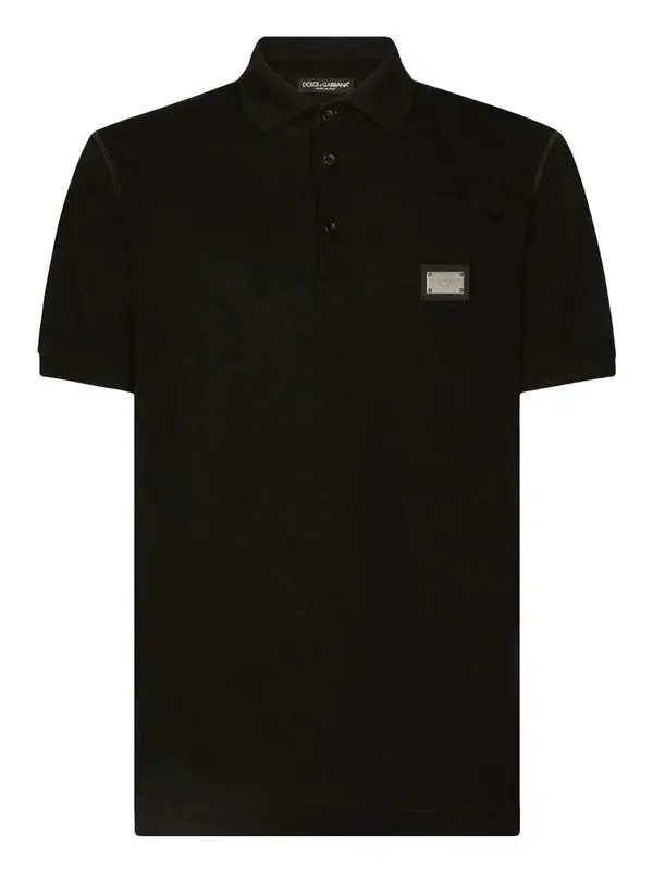 Dolce & Gabbana Polo Shirt With Appliqu - Black