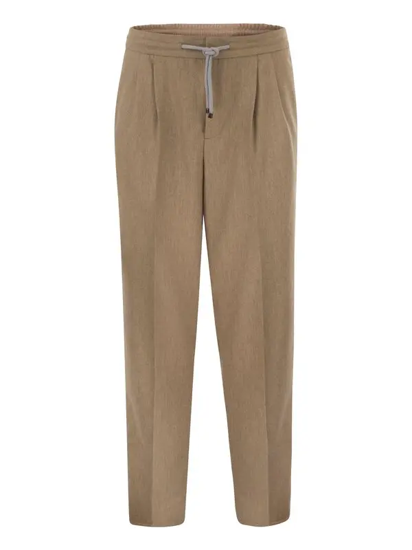 Brunello Cucinelli Tailored Jogger Trousers In Virgin Wool - Brown