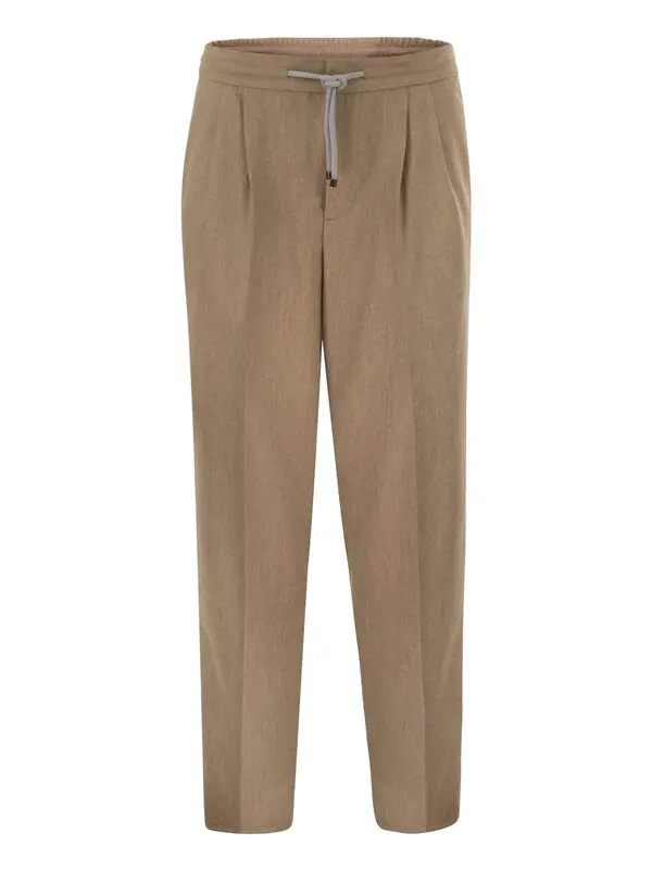 Brunello Cucinelli Tailored Jogger Trousers In Virgin Wool - Brown