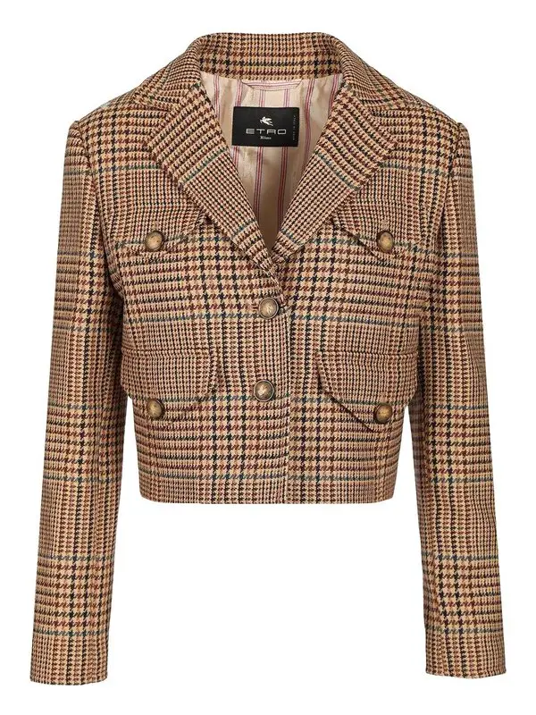 Etro Cropped Wool Blazer - Multicolor