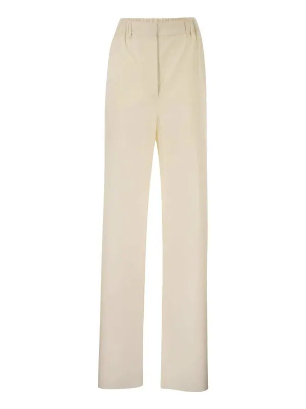 Max Mara Mxmeditto Fluid Tailored Trousers In Pure Virgin Wool - Cream