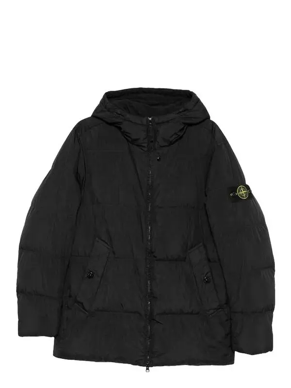 Stone Island Quilted Padded Hooded Jacket - Black