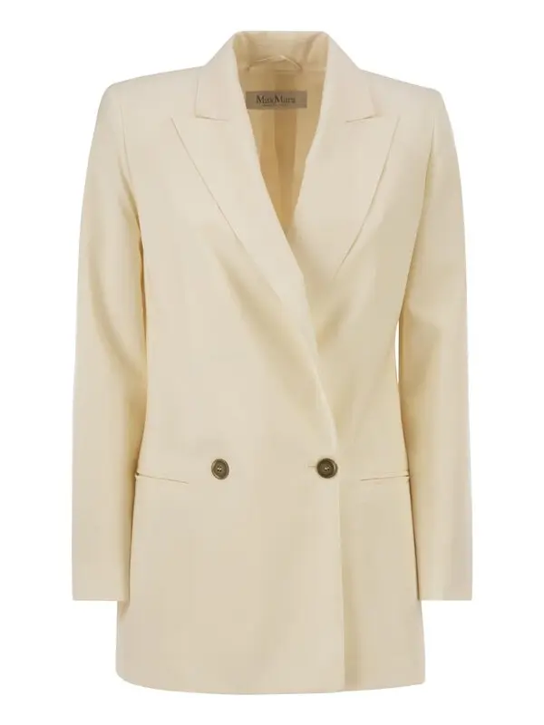 Max Mara Mxmbikini Pure Virgin Wool Tailored Double-breasted Blazer - Cream