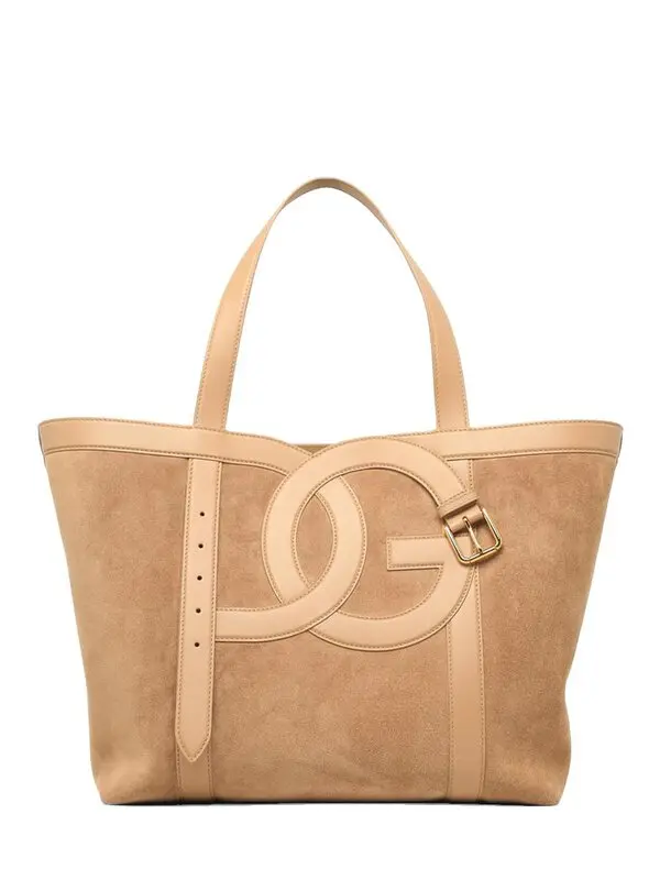 Dolce & Gabbana Shopping Dg Belt Suede Bag - Cream