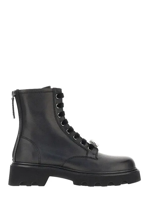 ROGER VIVIER Leather Viv' Rangers Truck Boots - Black