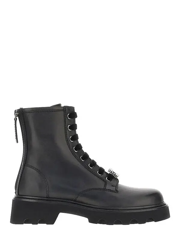 ROGER VIVIER Leather Viv' Rangers Truck Boots - Black