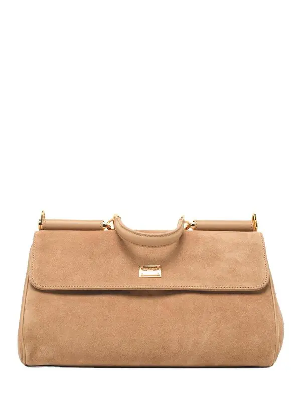 Dolce & Gabbana Medium 'my Sicily' Bag In Beige Suede - Cream