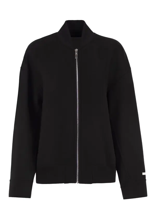 Sportmax Spxondata Virgin Wool Bomber Jacket With Ribbed Knit Details - Black