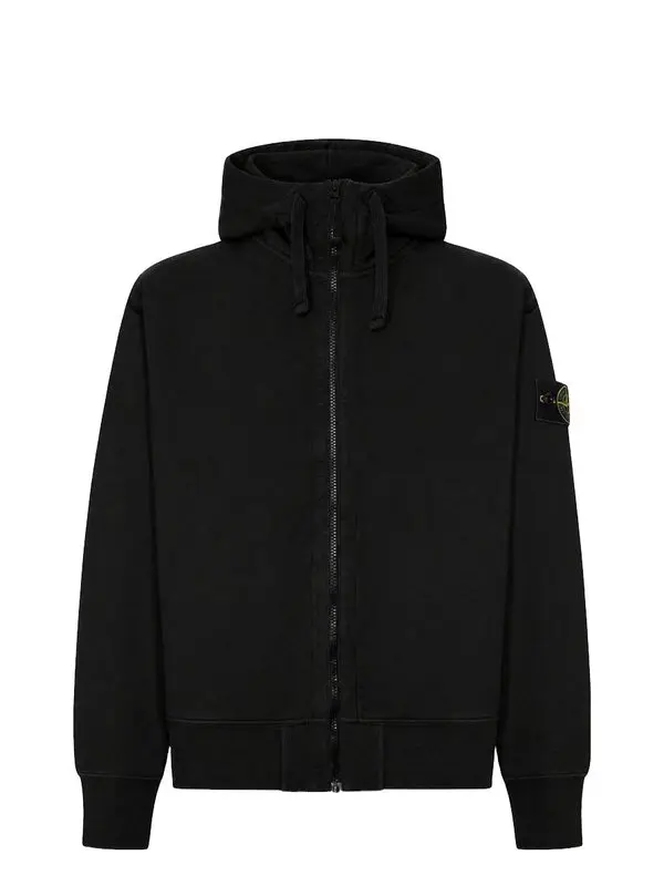 Stone Island Cotton Zip-up Hoodie - Black