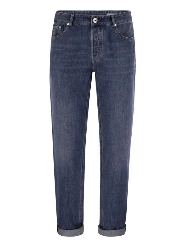 Brunello Cucinelli Five-pocket Traditional Fit Trousers In Lightweight Denim - Multicolor