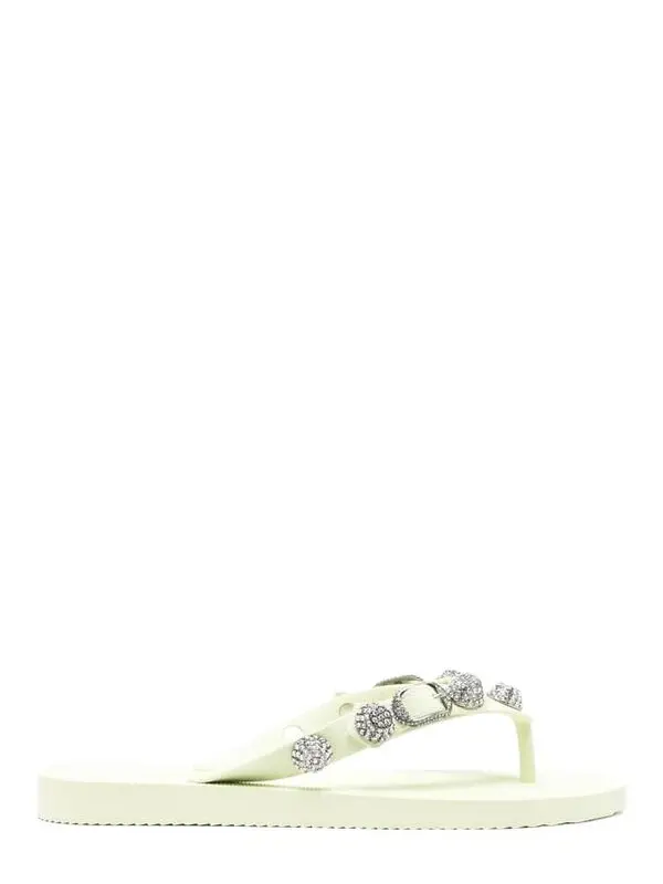 Balenciaga Crystal-embellished Rubber Flip-flops - Green