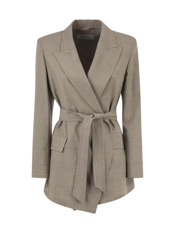 Max Mara Mxmnasello Prince Of Wales Tailored Blazer With Belt - Brown