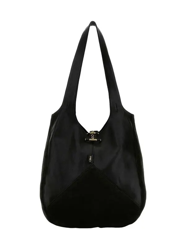 Chloé Suede And Leather Balloon Shopping Bag - Black