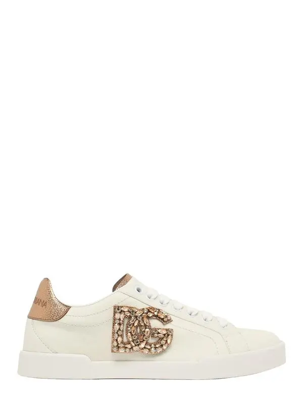Dolce & Gabbana Portofino Leather Sneakers - White