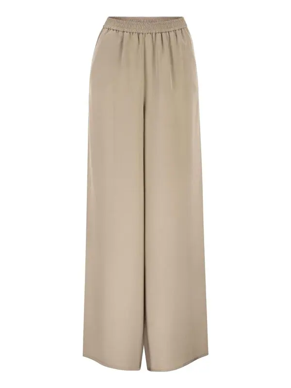 Max Mara Mxmvolonta Pure Silk Wide-leg Trousers - Cream