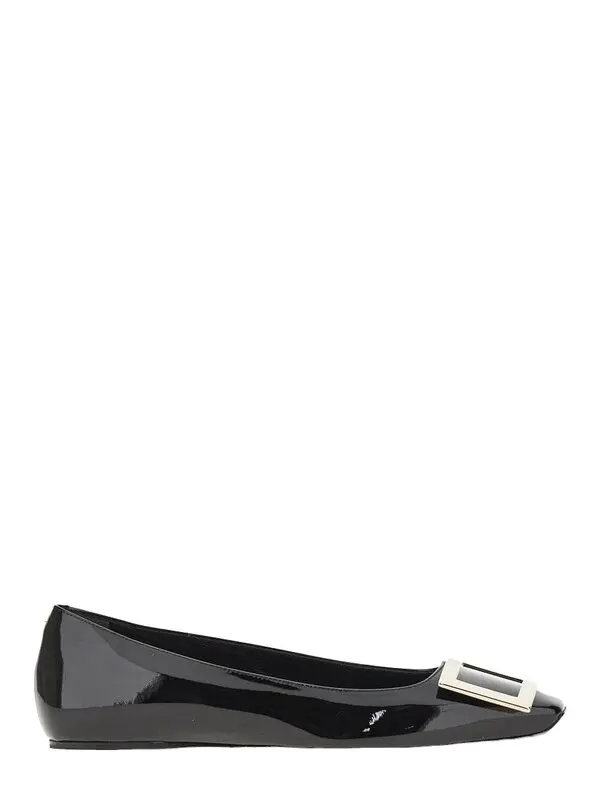 ROGER VIVIER Patent Leather Trompette Ballet Flats - Black