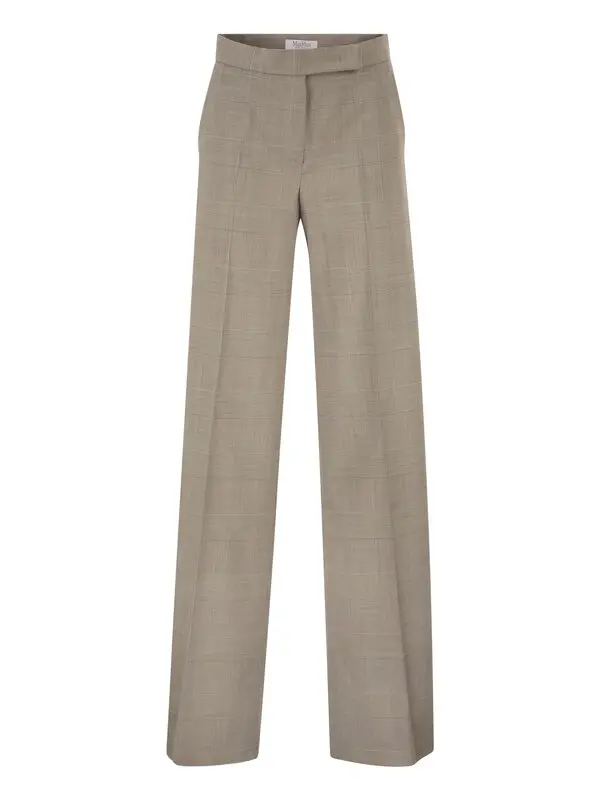 Max Mara Prince Of Wales Virgin Wool Trousers - Yellow