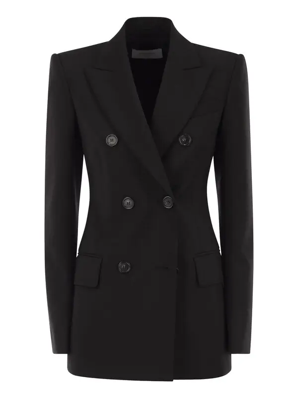 Sportmax Spxadamo Tailored Double-breasted Virgin Wool Blazer - Black